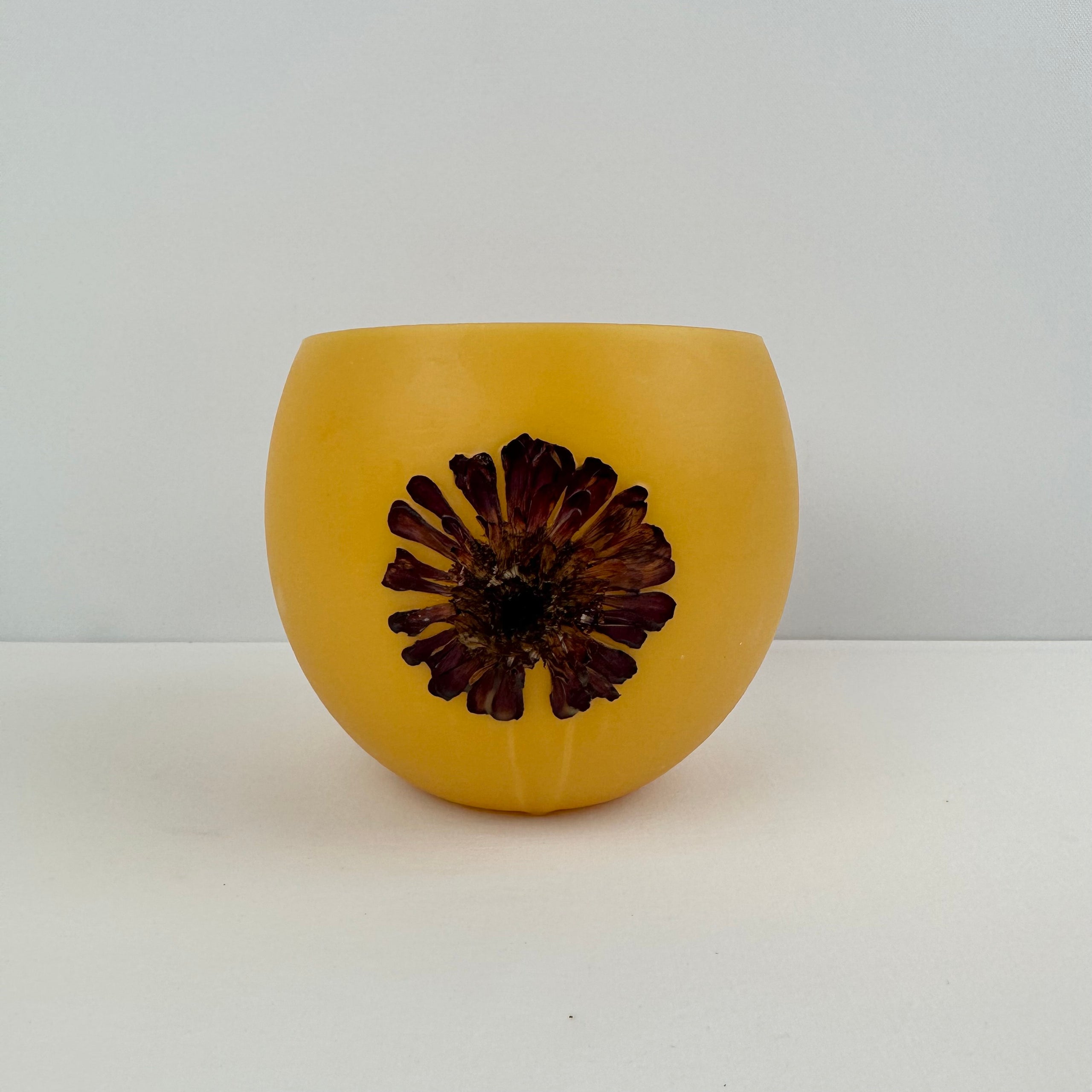 Beeswax Lantern with Maroon Zinnia | The Beeswax Department